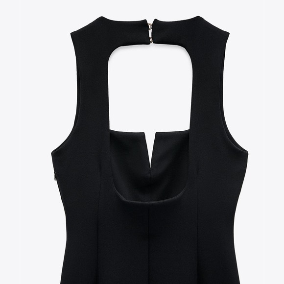 Zara | Dresses | Zara Square Neck Cut Out Midi Dress Black | Poshmark